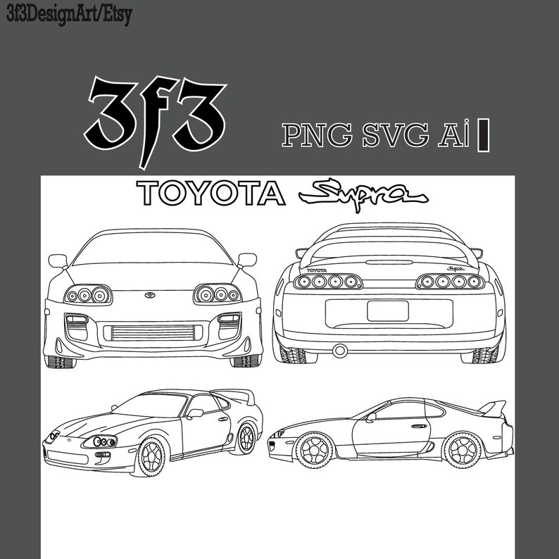 Toyota Supra MK4 Vector File .ai .png .svg Race Sport Car - Etsy