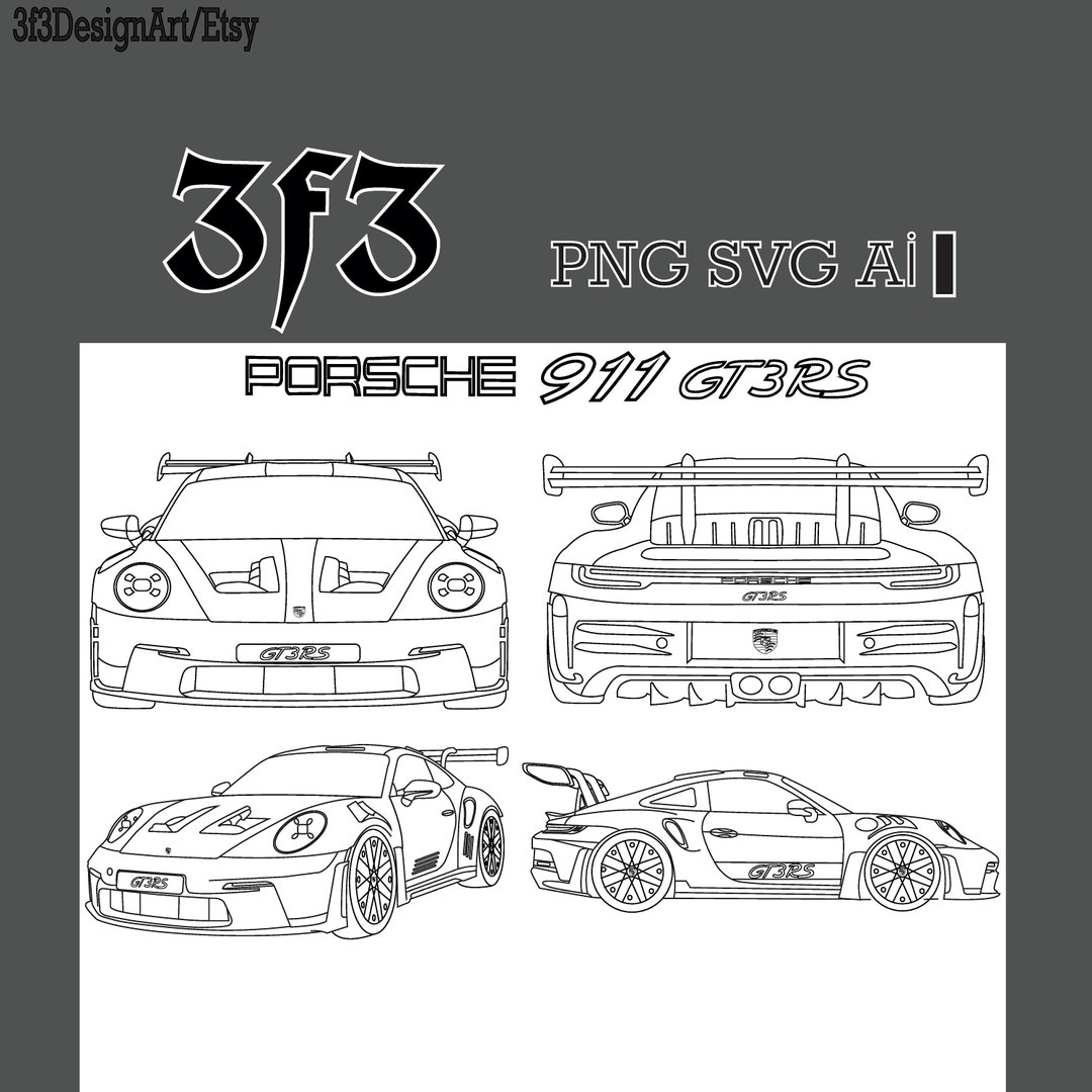 Porsche 911 GT3 RS Vector File .ai .png .svg Race Car - Etsy Canada