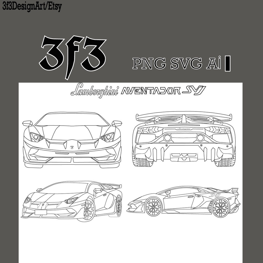 Lamborghini Aventador SVJ Vector File .ai .png .svg Race Car - Etsy UK