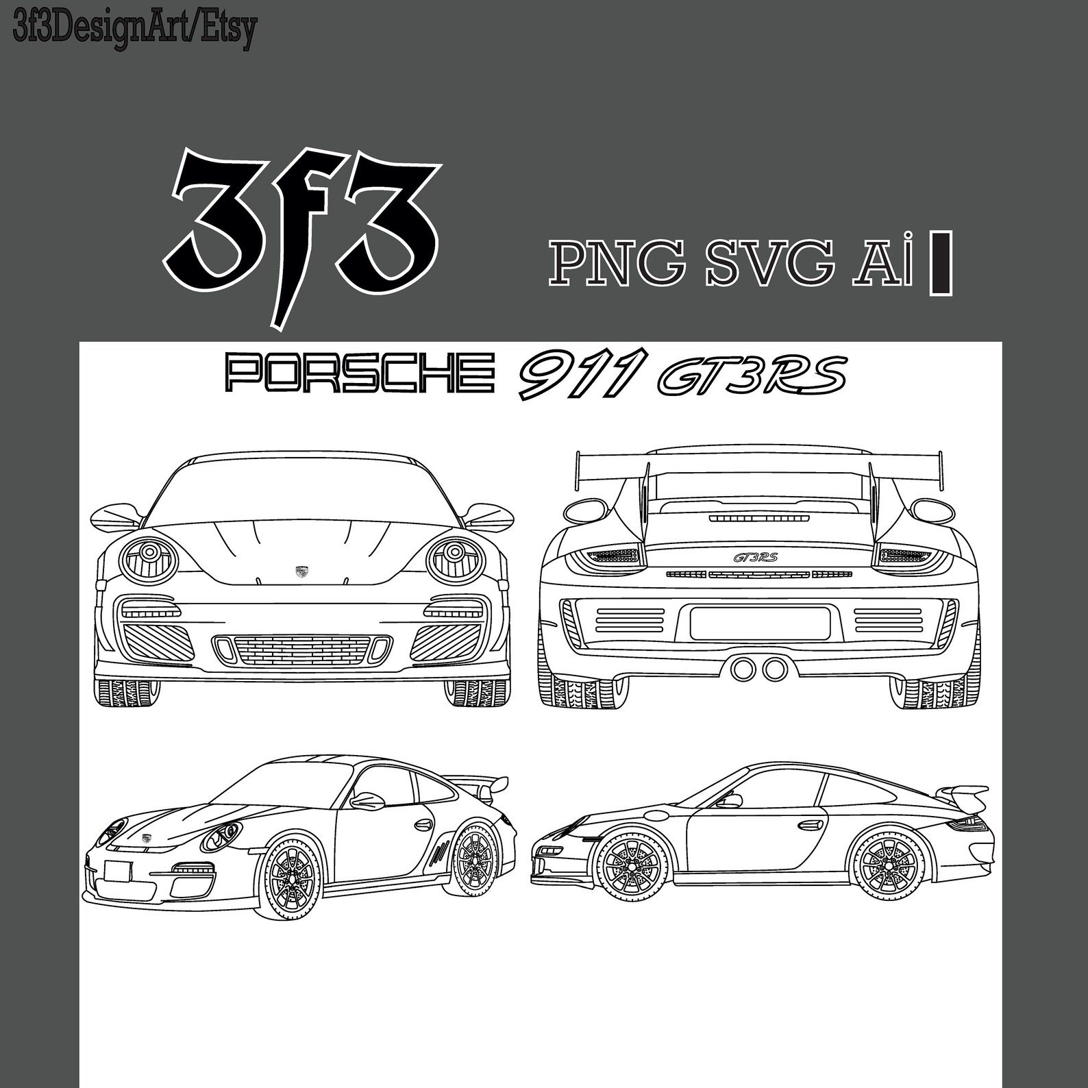 Porsche 911 GT3 RS Vector File .ai .png .svg coche de - Etsy México
