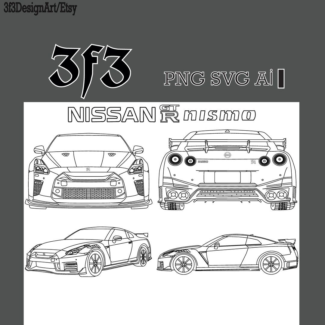 Nissan GTR R35 Nismo Vector File .ai .png .svg silueta de - Etsy España