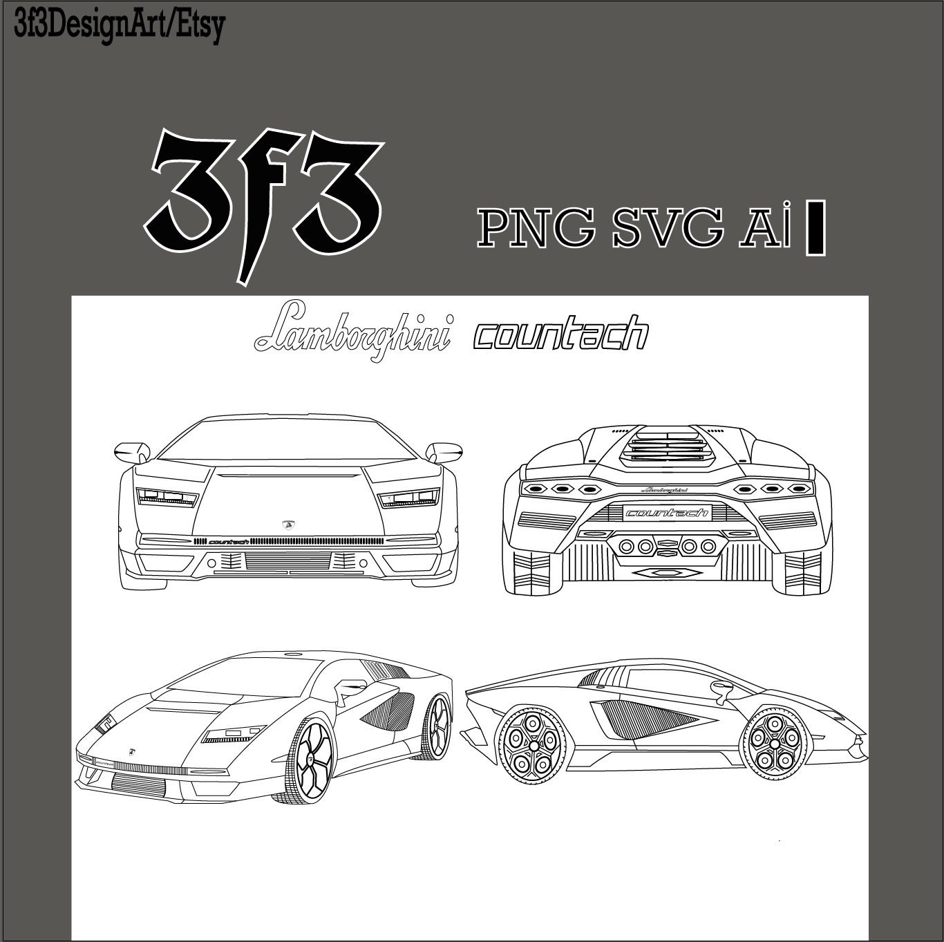 Lamborghini Countach Vector File .ai .png .svg coche de - Etsy España