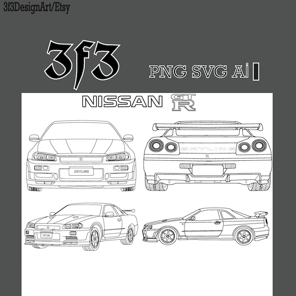 Nissan Skyline Gtr R34 Embroidery - Etsy