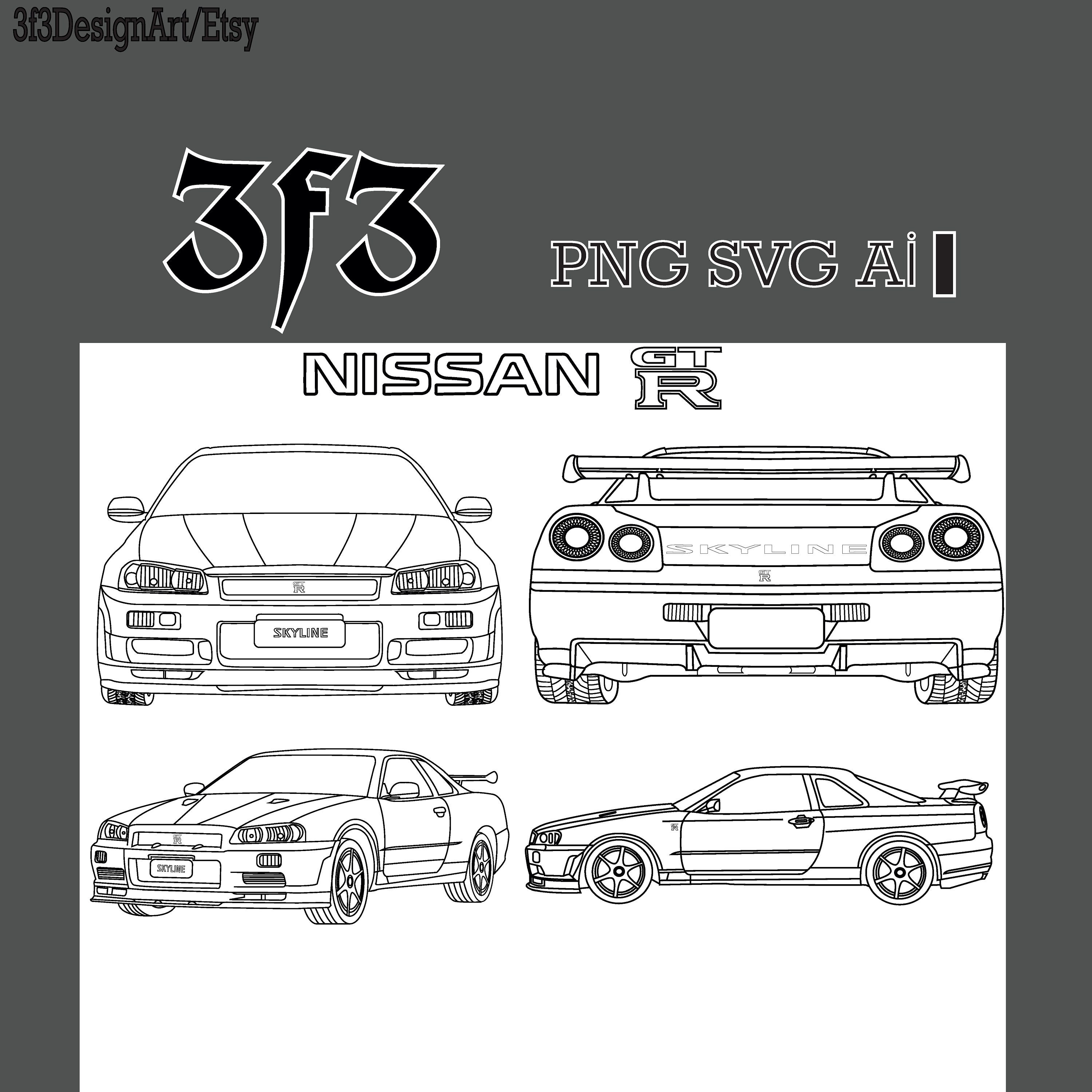 Nissan GTR R34 Skyline Nismo Vector File .ai .png .svg Race - Etsy ...