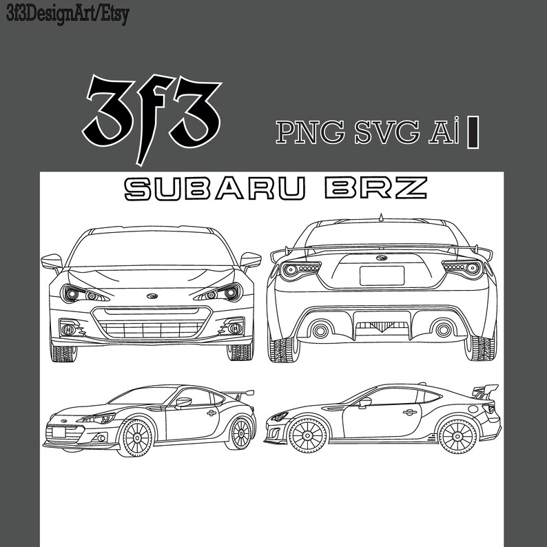 Subaru BRZ Vector File .ai .png .svg Race Sport Car - Etsy
