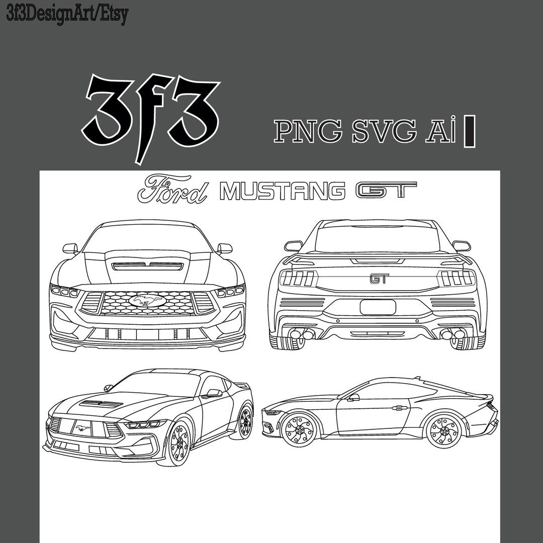 Ford Mustang GT 2024 Vector File .ai .png .svg Race Car - Etsy Canada