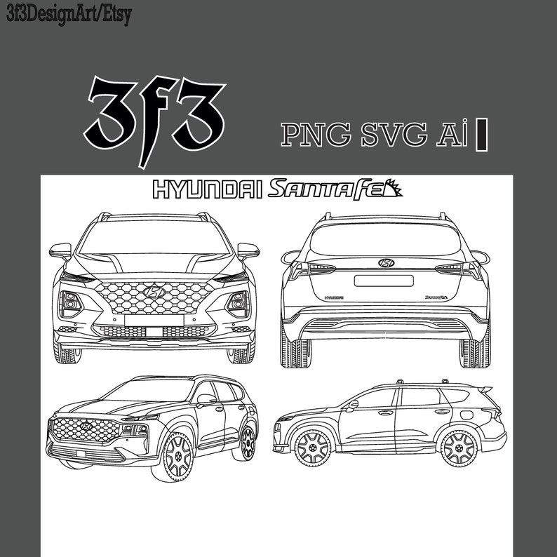 Hyundai Santa Fe Vector File .ai .png .svg Race Sport Car - Etsy Australia