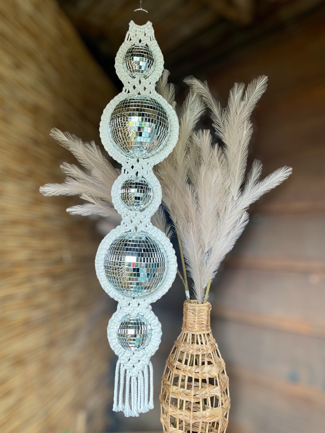Custom 5 Tier Disco Ball Hanger Unique Gift Home Wedding Decor, Macrame ...