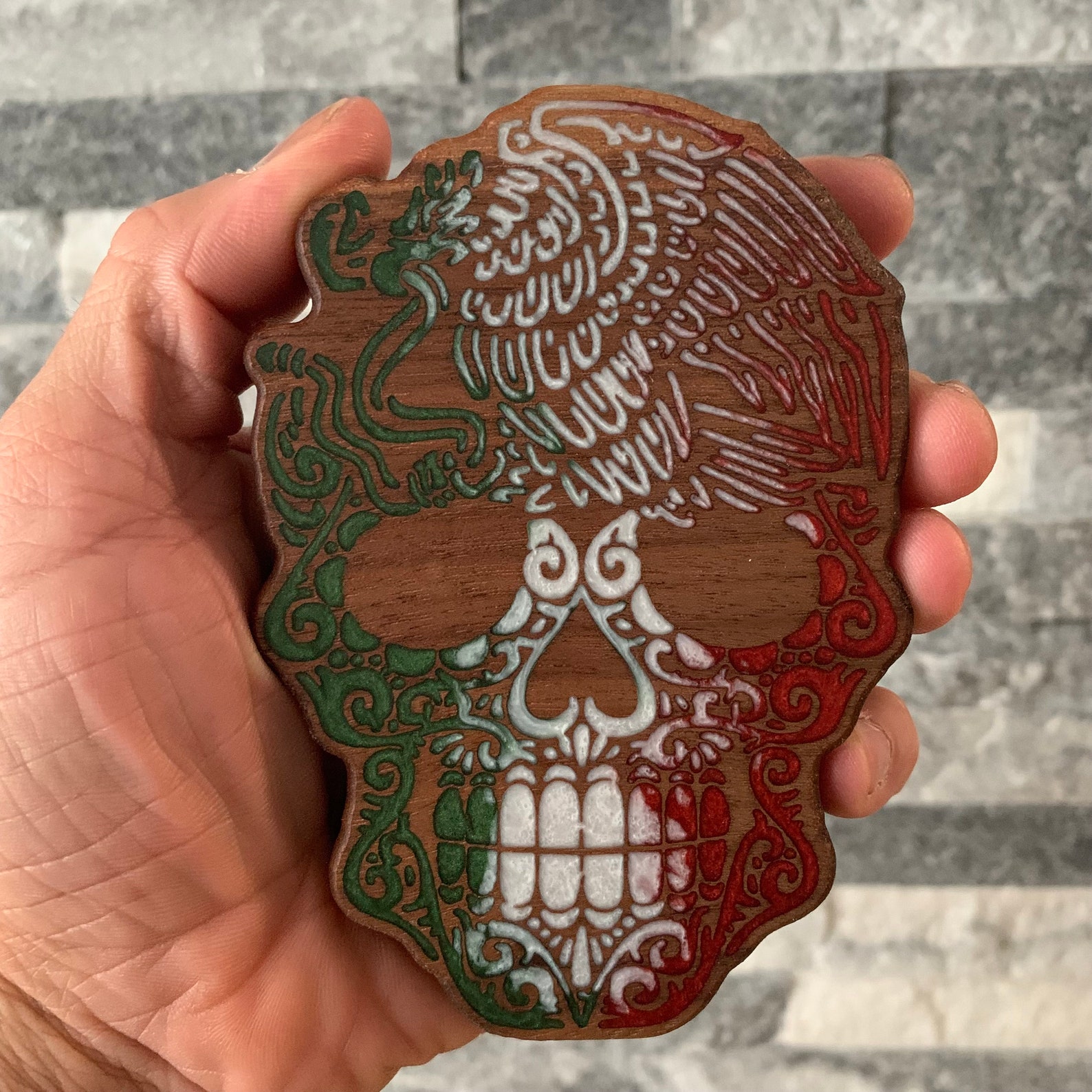 Mexican Bottle Opener, Magnetic, Cinco De Mayo Decor, Sugar Skull, Ornaments, Aztec Art, Wood ...