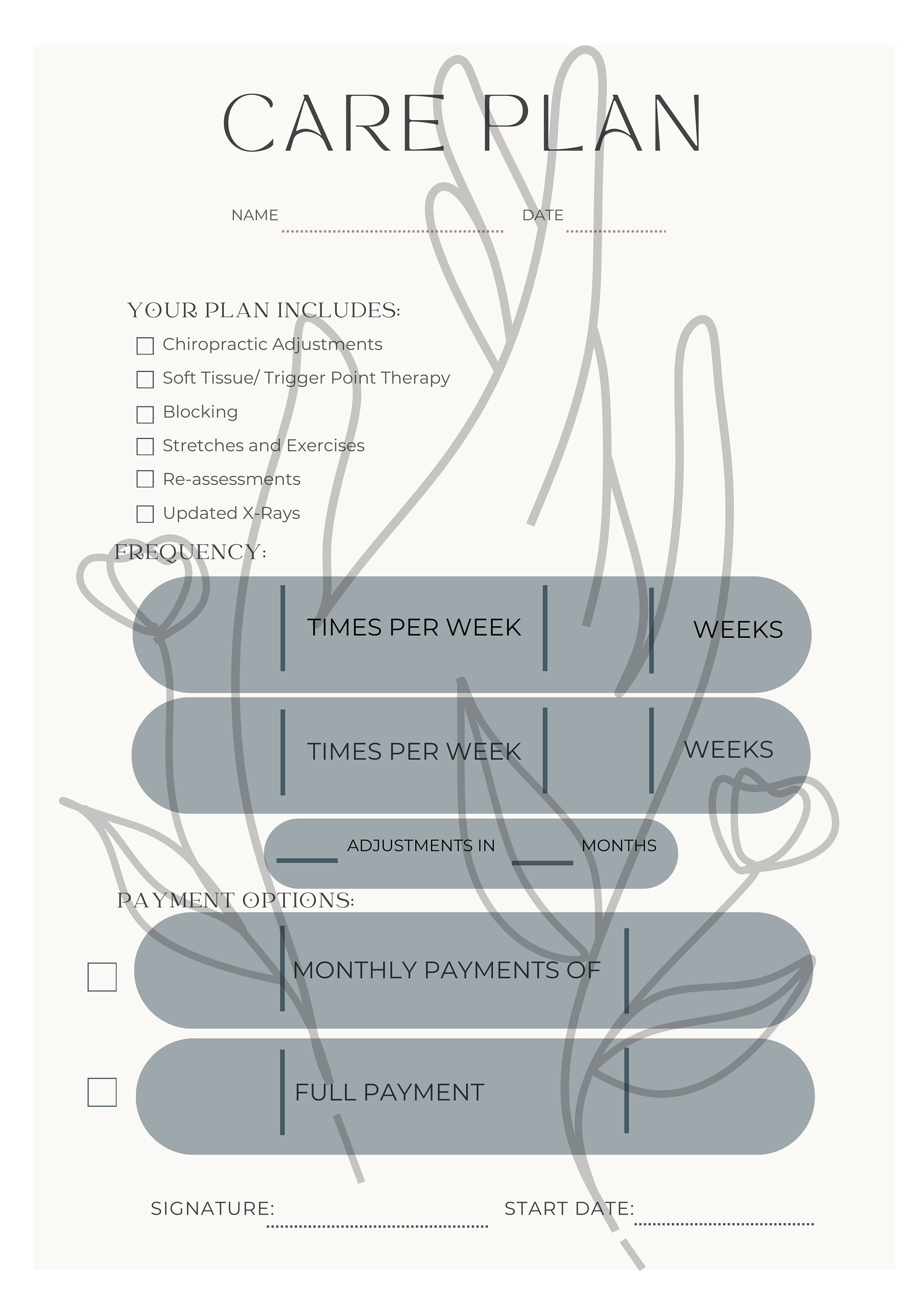 Chiropractic Starter Pack- ROF Pack: 7 Pages Plus Folder Cover Dusty ...