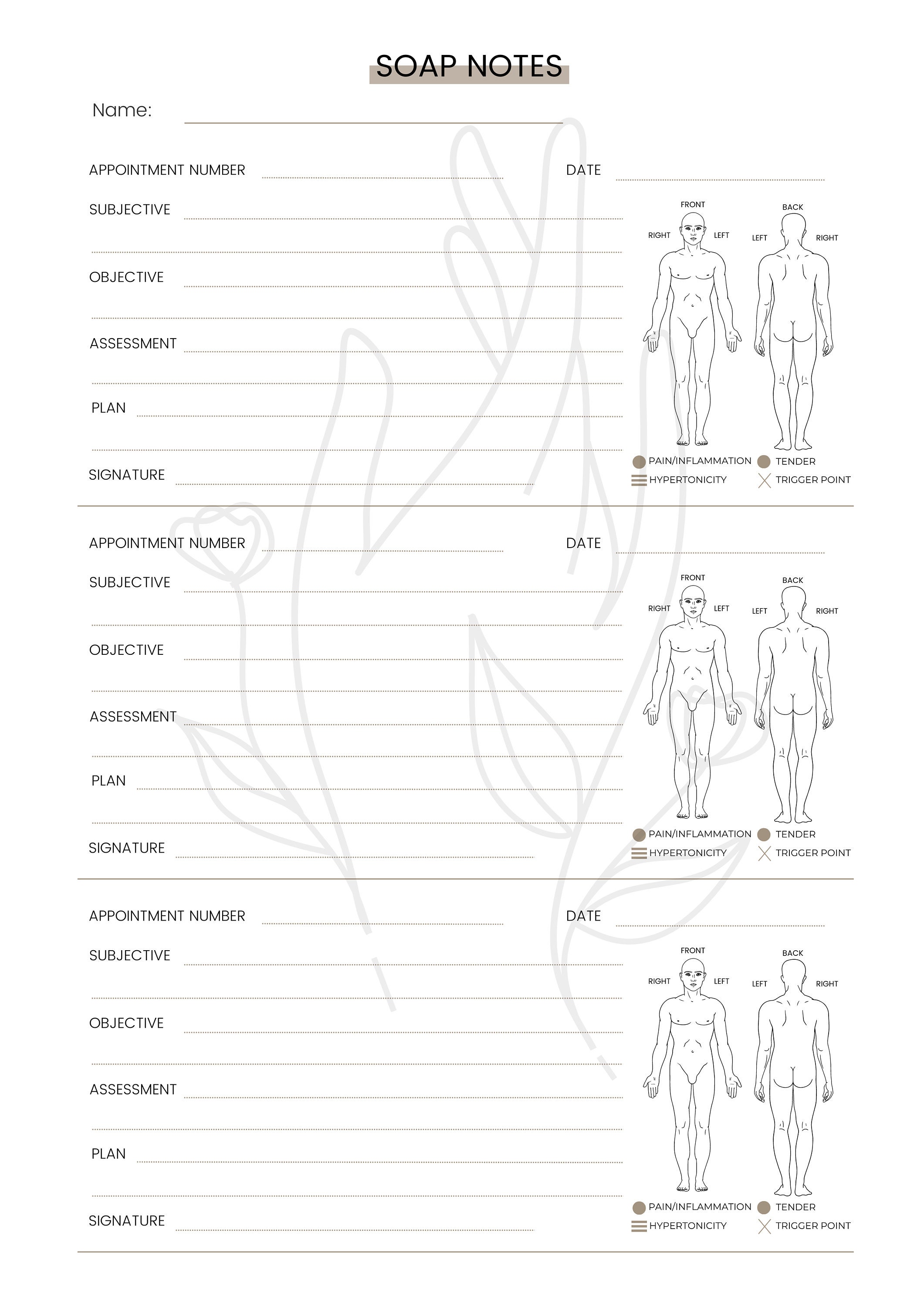 SOAP Notes Beige- for Recording Patient Appointment Notes for ...