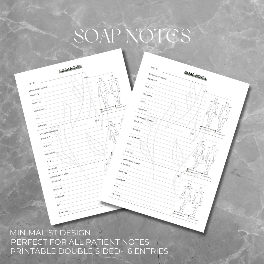 SOAP Notes Sage Green- for Recording Patient Appointment Notes for ...