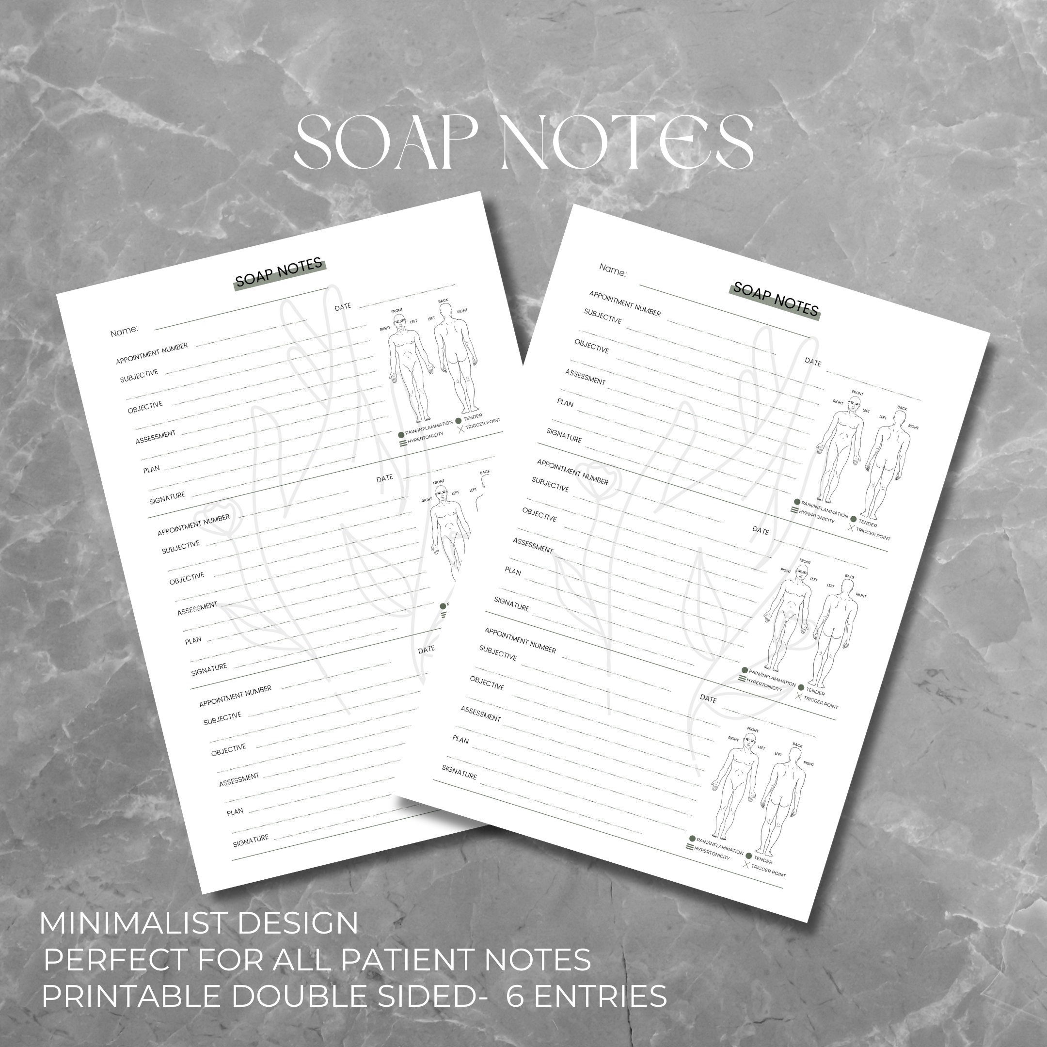 SOAP Notes Sage Green- for Recording Patient Appointment Notes for ...