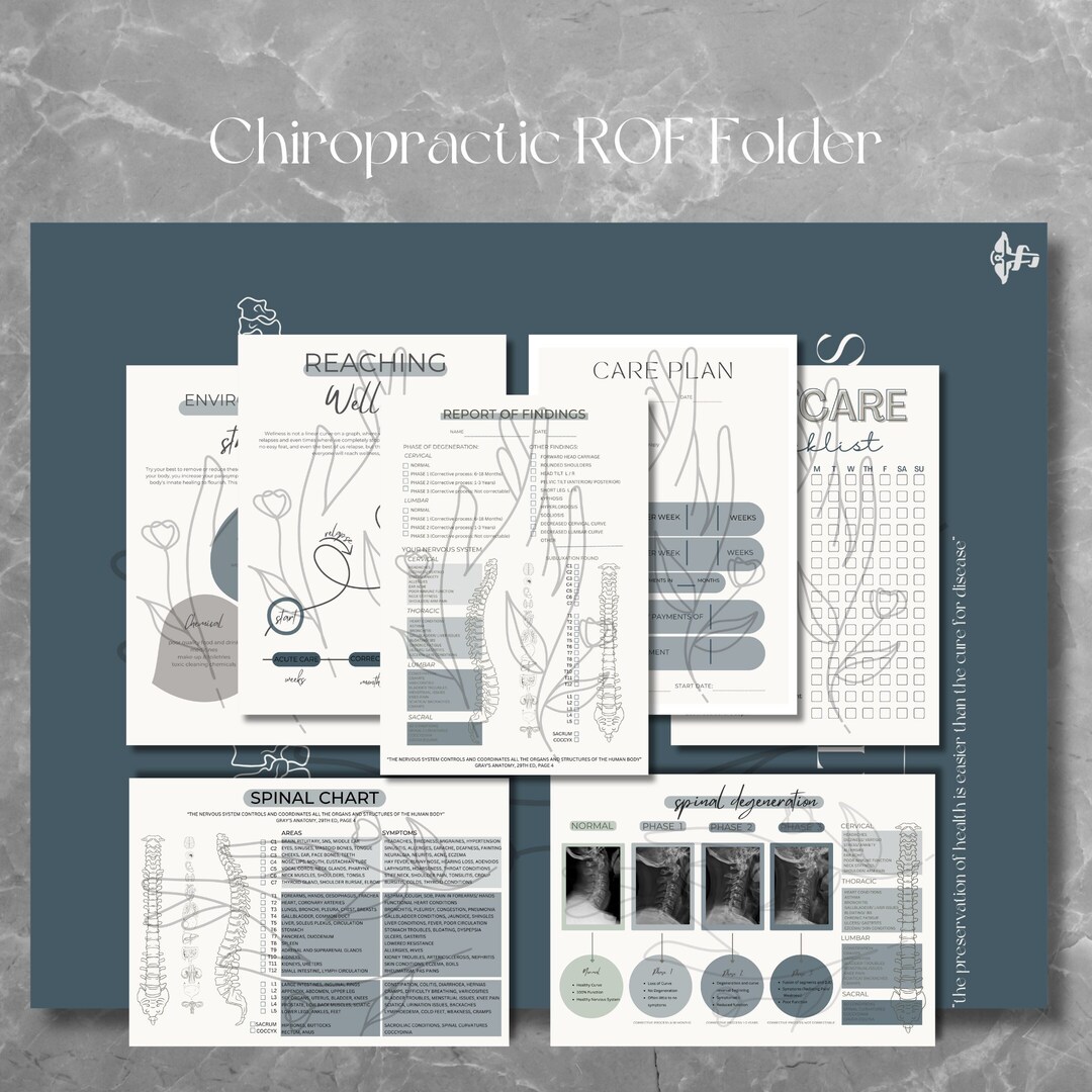 Chiropractic Starter Pack- ROF Pack: 7 Pages Plus Folder Cover Navy PDF ...