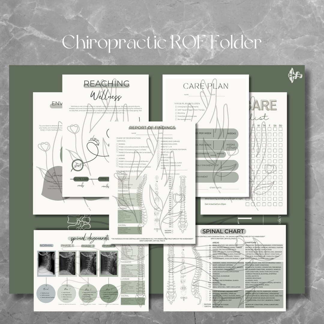 Chiropractic Starter Pack- ROF Pack: 7 Pages Plus Folder Cover Olive ...