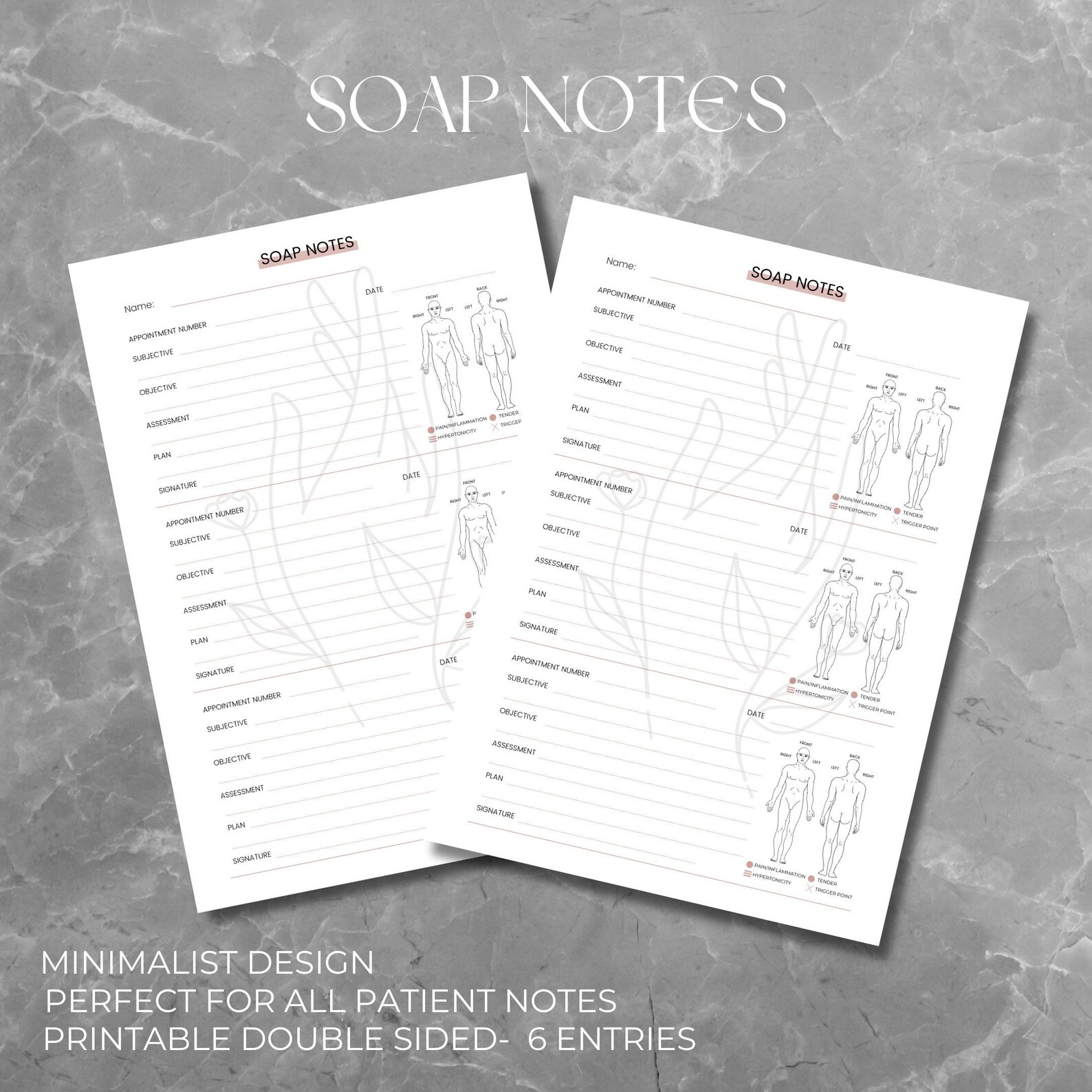 SOAP Notes Pink- for Recording Patient Appointment Notes for ...