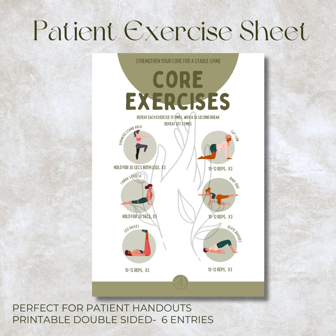 At Home Exercise Sheet- Patient Hand-out: Core and Back Exercise Sheet ...
