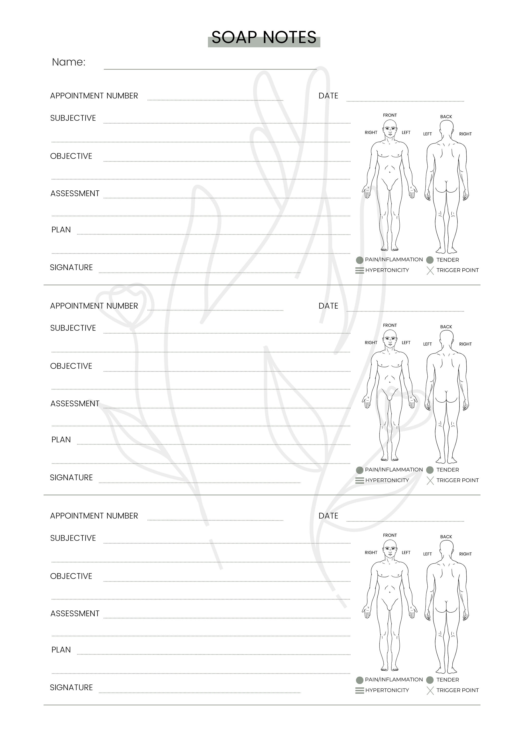 SOAP Notes Sage Green- for Recording Patient Appointment Notes for ...