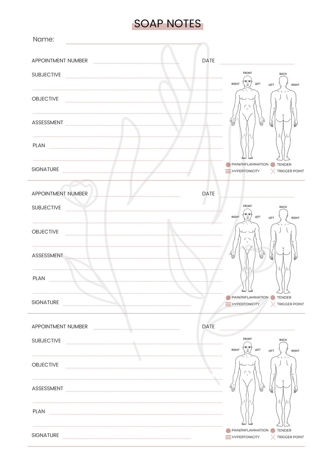 SOAP Notes Pink- for Recording Patient Appointment Notes for ...