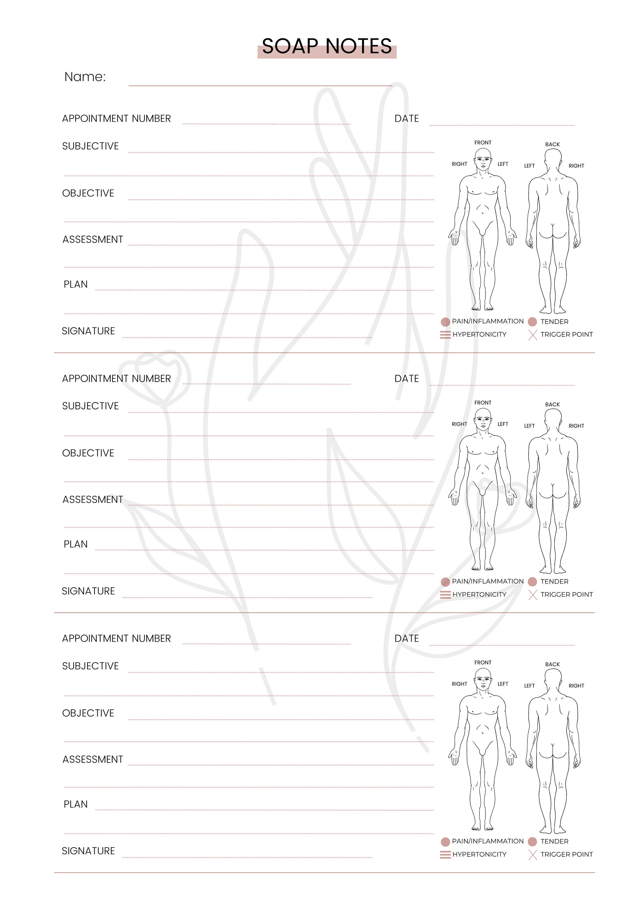 SOAP Notes Pink- for Recording Patient Appointment Notes for ...