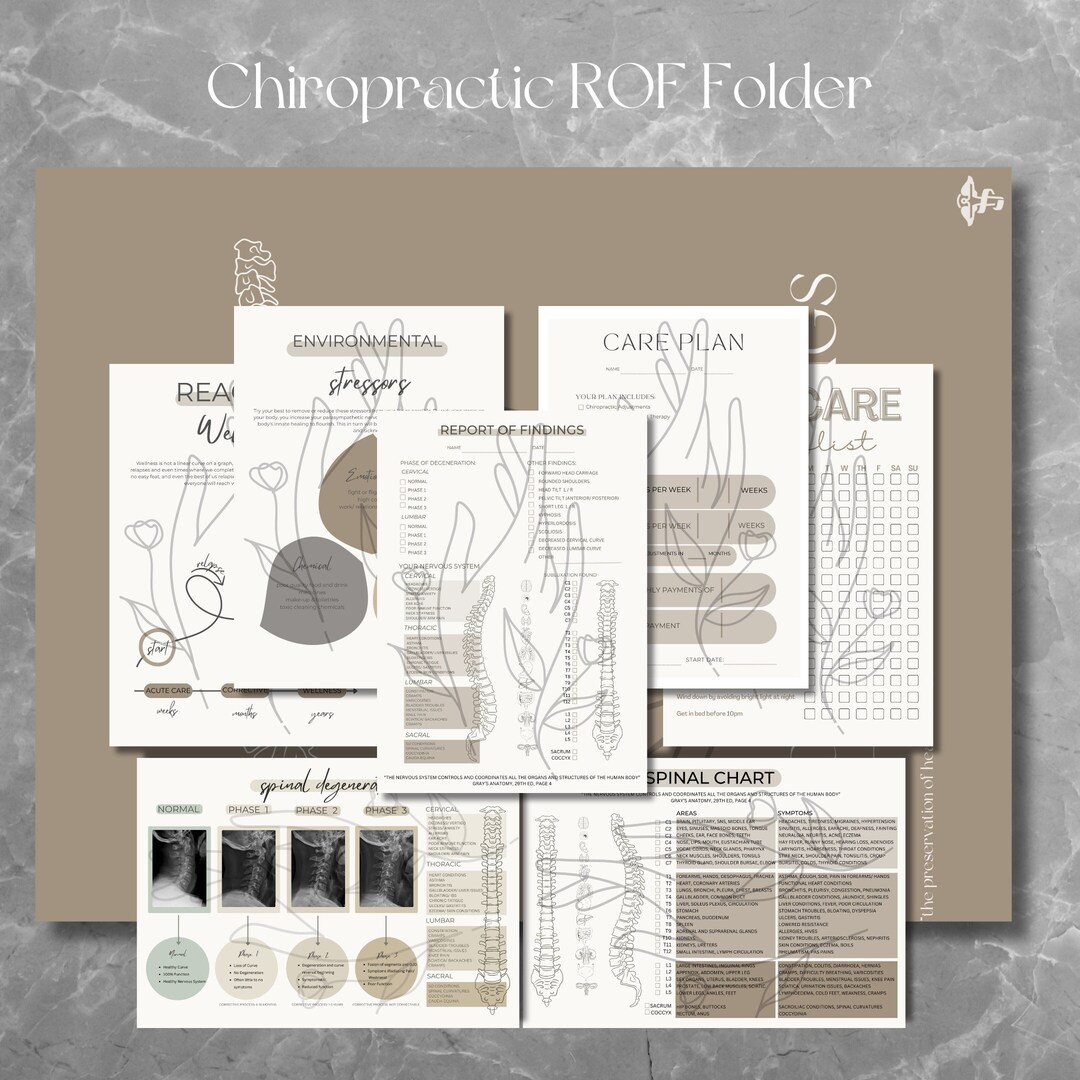 Chiropractic Starter Pack- ROF Pack: 7 Pages Plus Folder Cover Beige ...