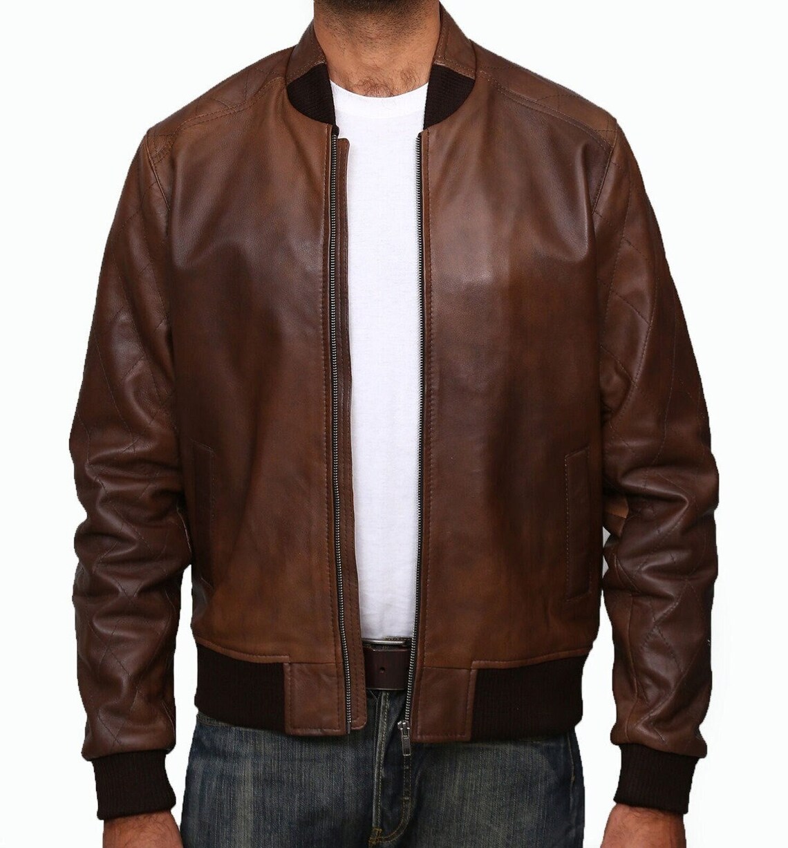 Men Tan Genuine Sheepskin Leather Jacket - Etsy
