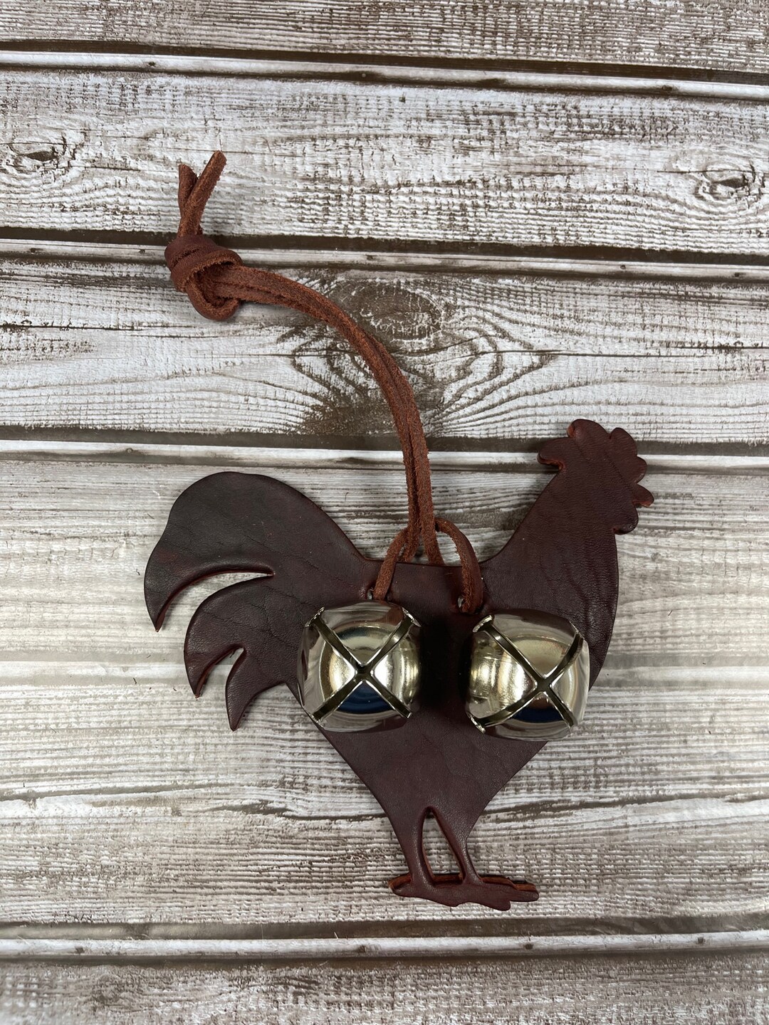 Leather Rooster Bell Hanger Chicken Door Hanger Jingle Bells Door Alarm ...