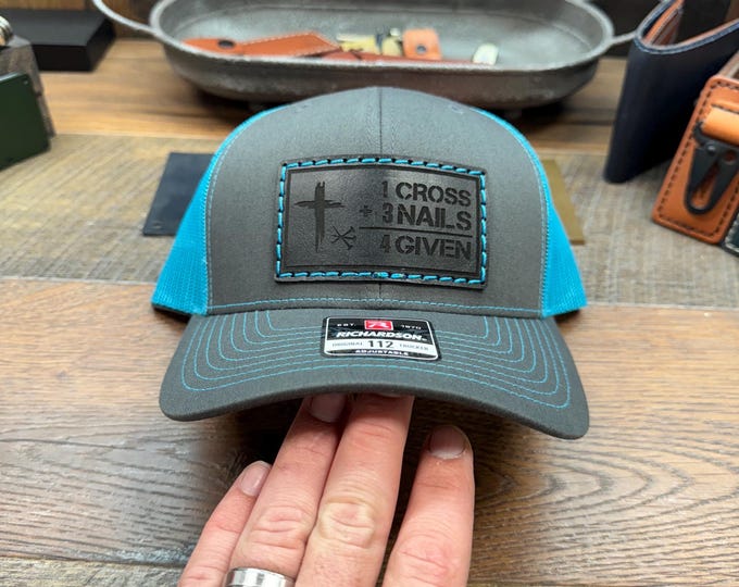 Cross Leather Patch Hat, 3 Nails Hat, 4 Given Hat, Leather Patch Hat ...