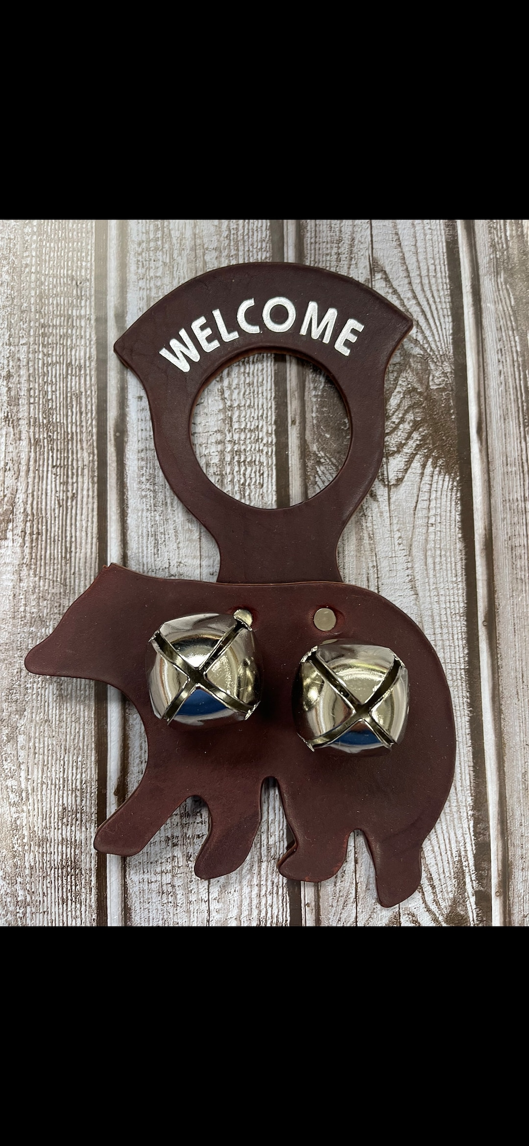 Welcome Bell Bear Leather Bell Hanger Door Hanger Jingle Bells Door ...