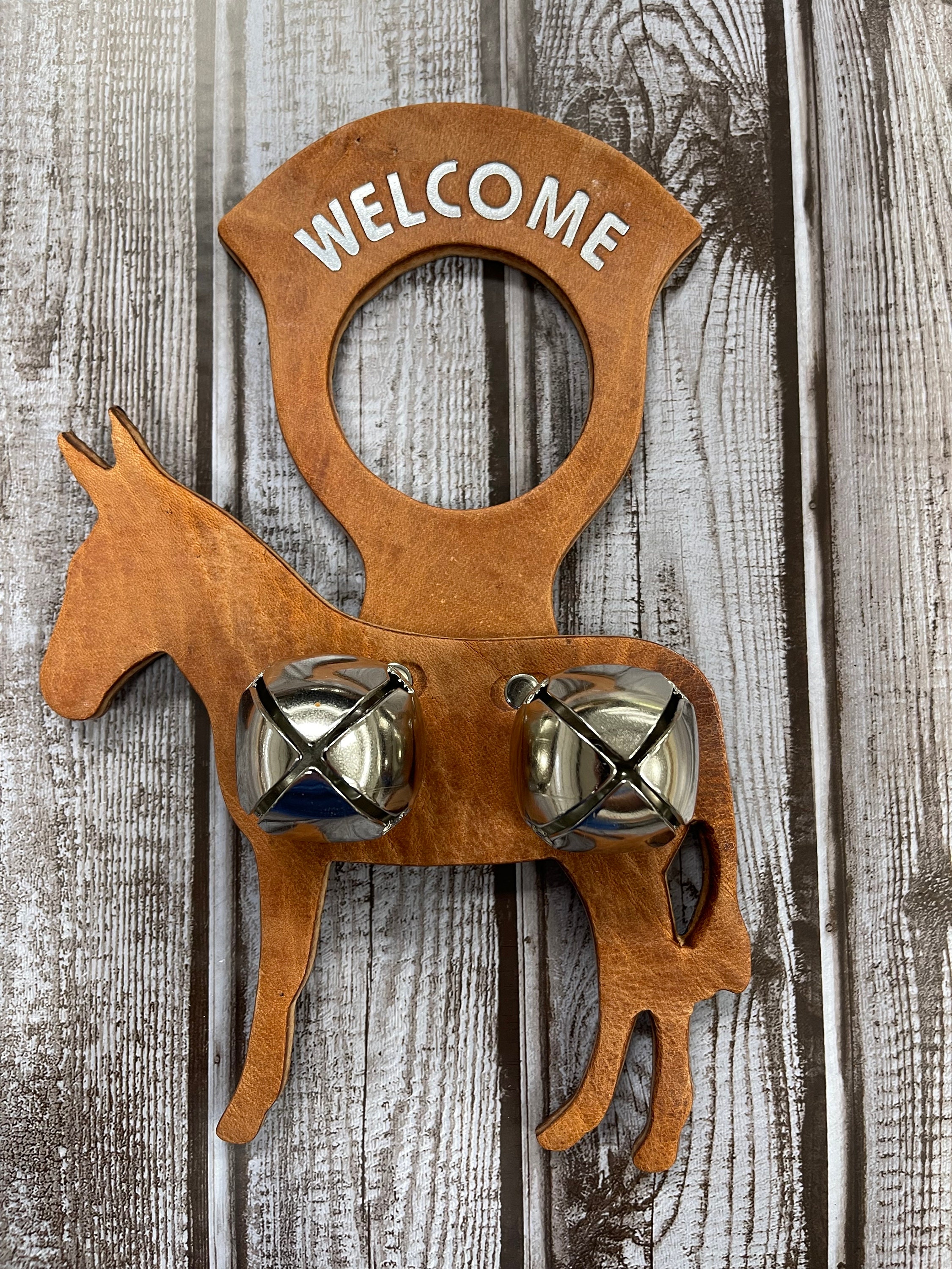 Welcome Bell Donkey Leather Bell Hanger Door Hanger - Etsy