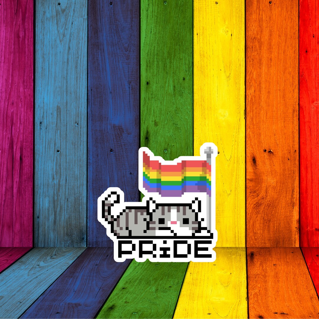 Pride Kitty Sticker, Pride Month Sticker, Animal Sticker, Cat With ...