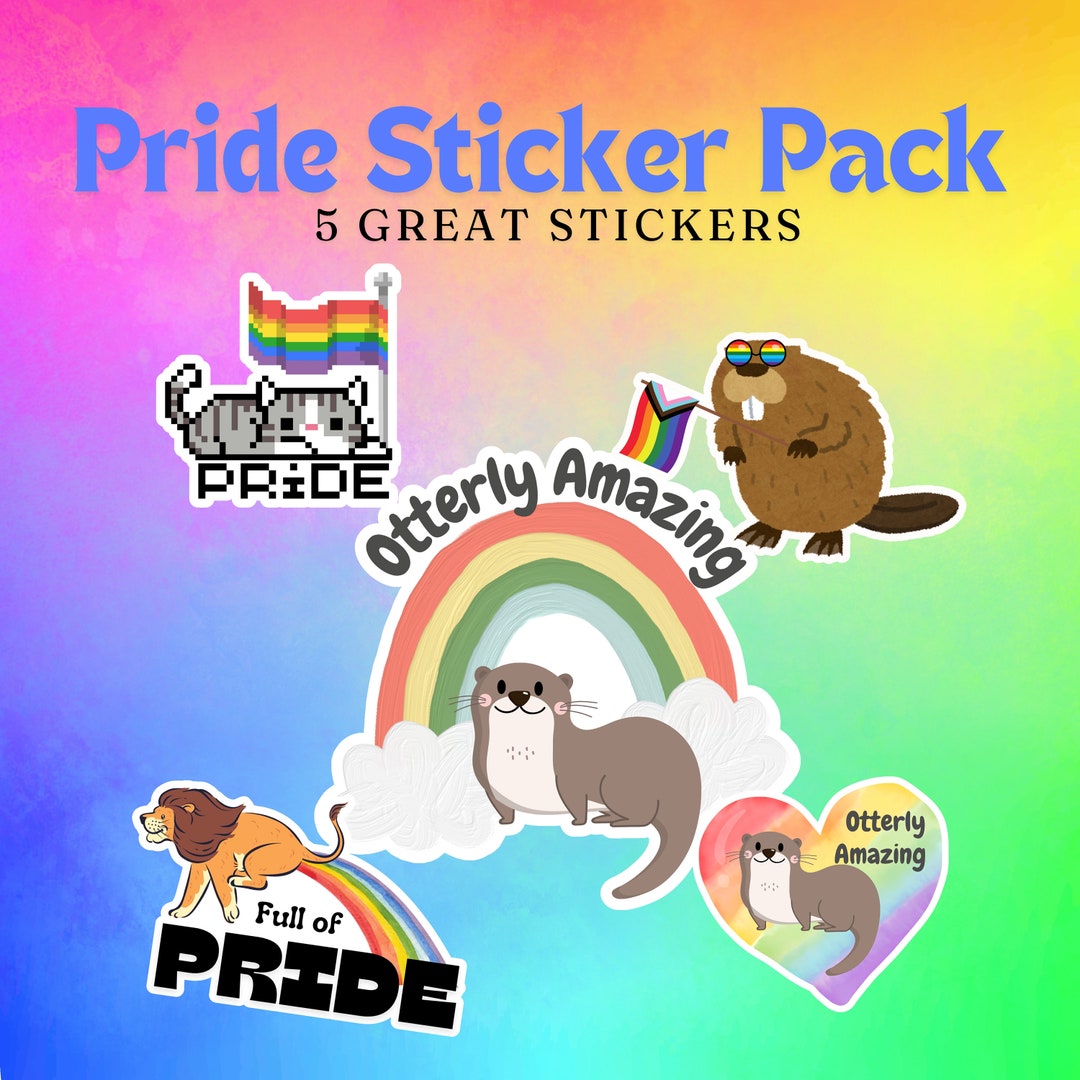 Pride Sticker Pack, Pride Month Stickers, Animal Stickers, Cat Otter ...
