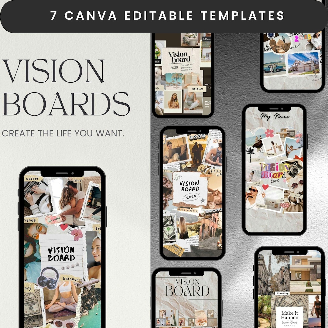 Phone Wallpaper Vision Board Template, Multiple Template to Choose From ...