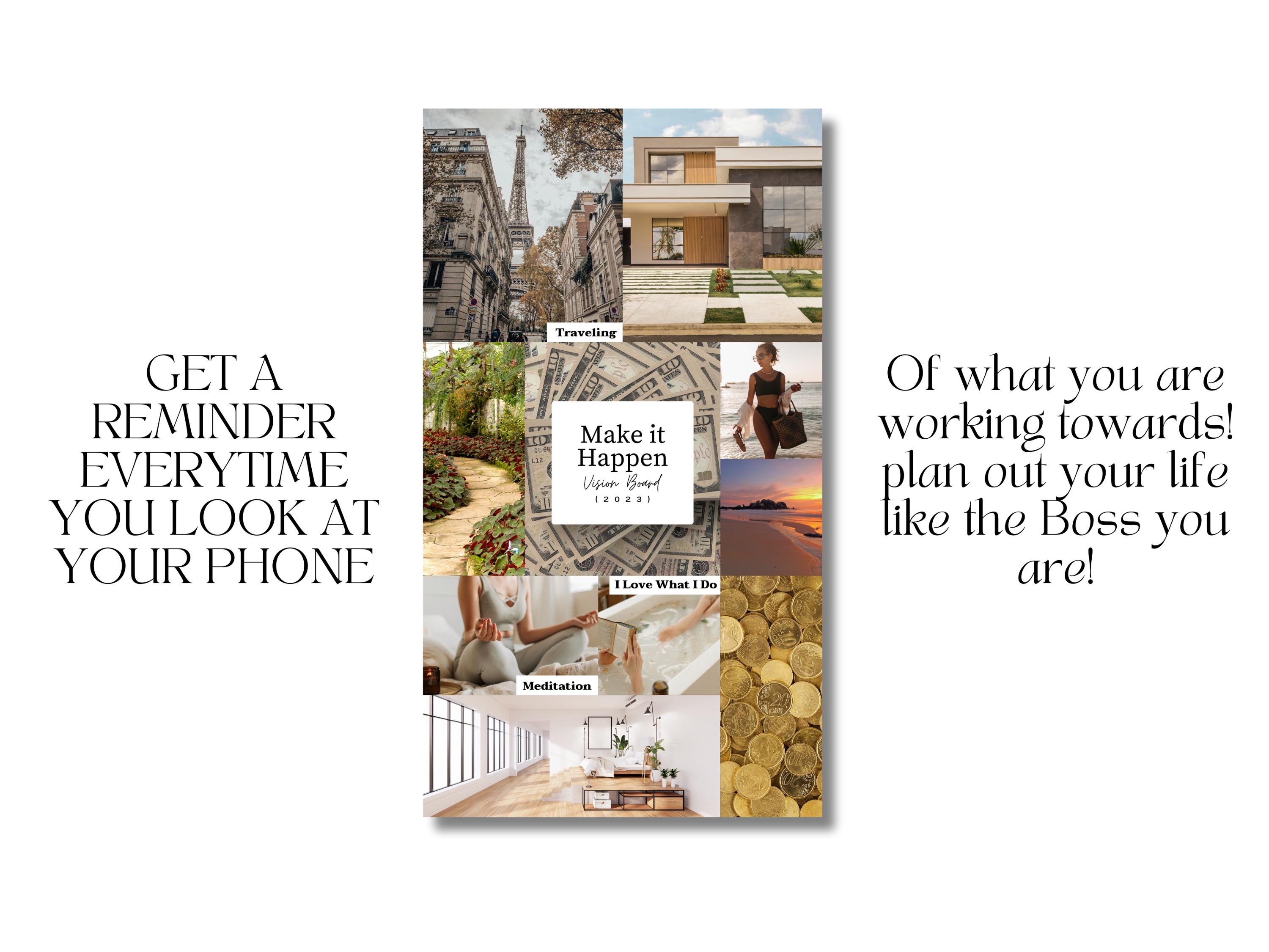 Phone Wallpaper Vision Board Template, Multiple Template to Choose From ...