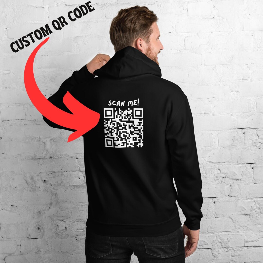 Custom QR Code Hoodie - Personalized QR for Business & Gifts, Fully ...
