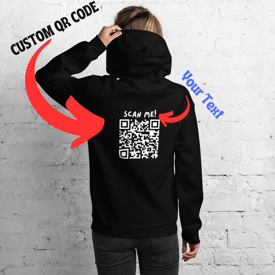 Personalized QR Code Hoodie Women, Custom QR Code Hoody for Business ...