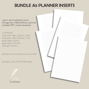 Printable A5 Lined, Graph & Dot Paper bundle A5 Portrait Format PDF ...