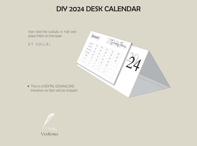 Printable 2024 Desk Calendar Papercraft Easy Assembly PDF - Etsy