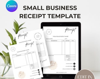 Small Business Receipt Template, INSTANT DOWNLOAD, Business Invoice ...