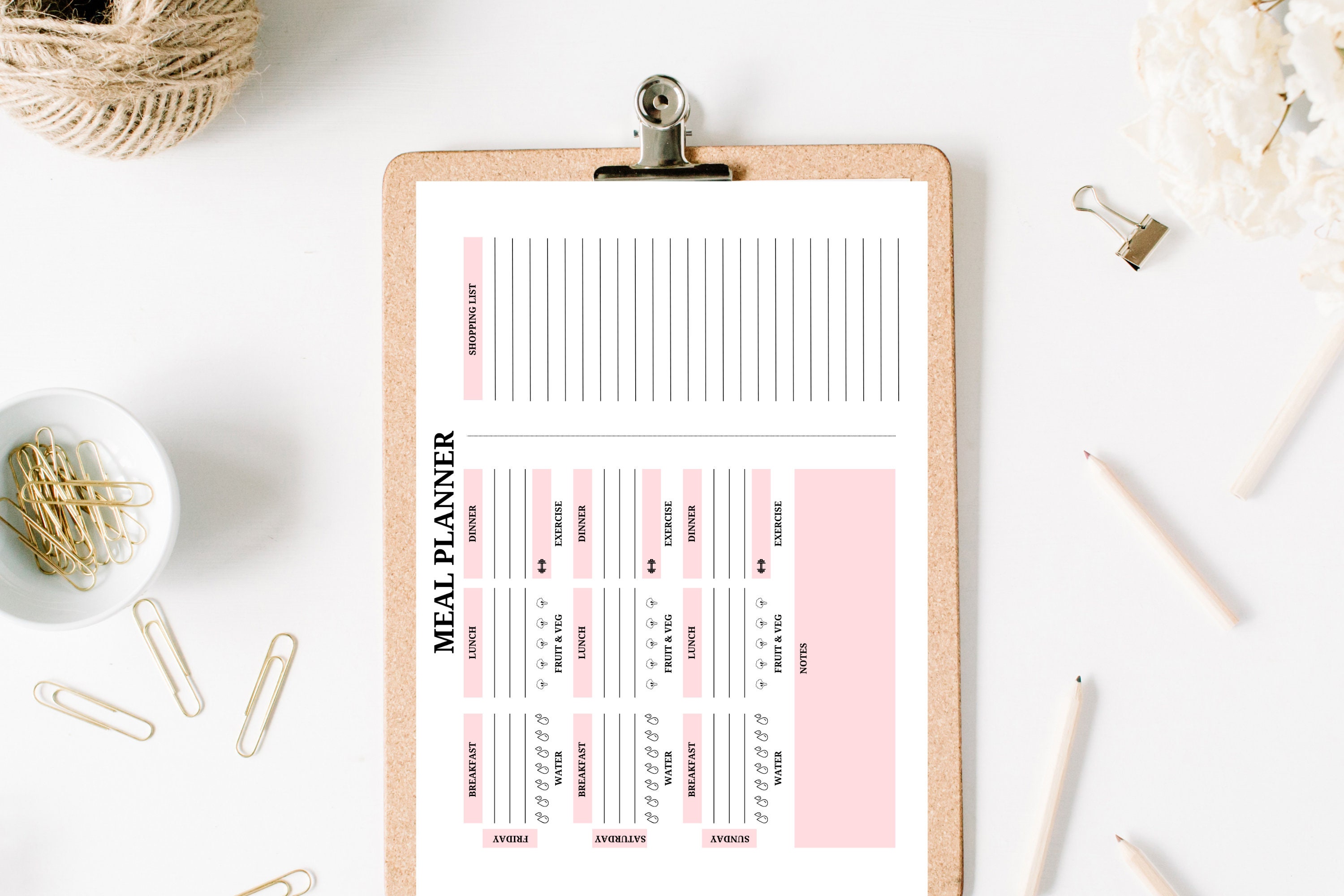 Printable Meal Planner, Weekly Meal Planner, Daily Food Planner, Weekly ...