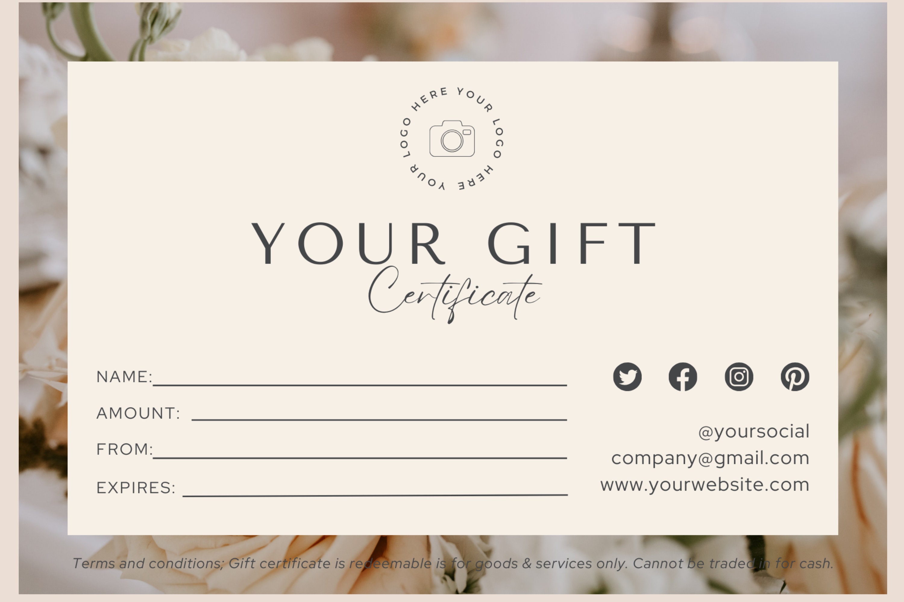 Gift Certificate Template, INSTANT DOWNLOAD, Gift Card Certificate ...