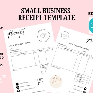 Small Business Receipt Template, INSTANT DOWNLOAD, Business Invoice ...