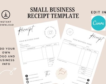Canva Printable Receipt, Small Business Digital Receipt, Editable Sales ...