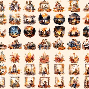 Cozy Autumn Watercolor Clipart Bundle - 425+ Transparent PNG, Cozy ...