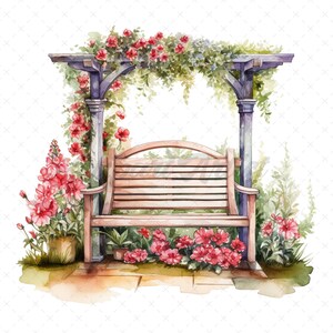 19 High-quality Garden Benches Clipart - Garden Royal Benches Digital ...