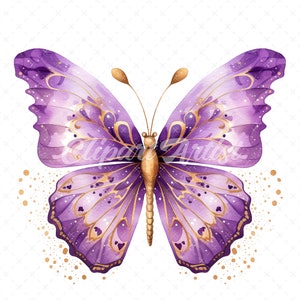 20 High-quality Purple Gold Butterfly Clipart - Butterfly Digital ...