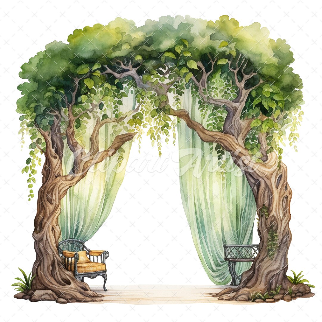 24 High-quality Wedding Tree Arch Clipart Tree Arch Digital Watercolor ...