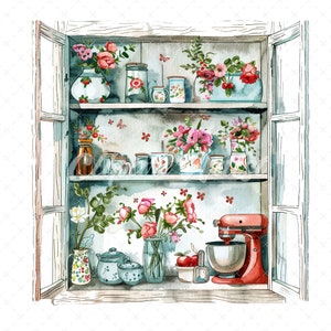 19 High-quality Floral Kitchen Cupboard Clipart Kitchen Digital ...