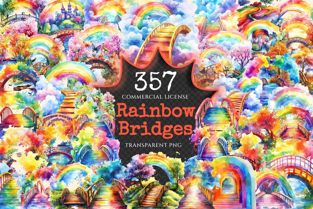 Rainbow Bridge Watercolor Clipart – 352+ PNG Images (digital Download ...