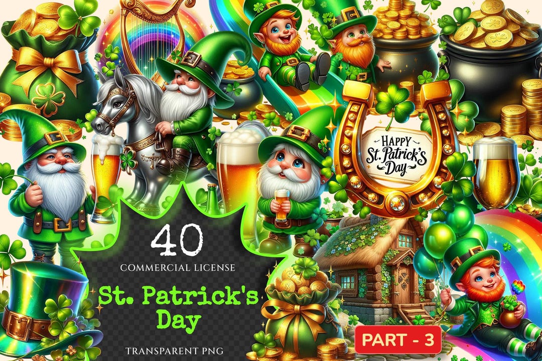 St. Patrick's Day Clipart – Lucky Leprechauns, Shamrock Prints (digital ...